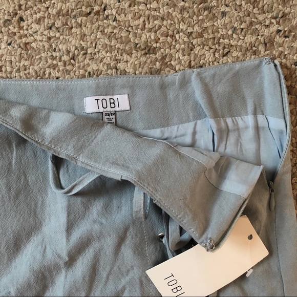 Tobi | Skirts | Nwt Tobi Mini Skirt Bluegray Color With Lace Up Detail ...